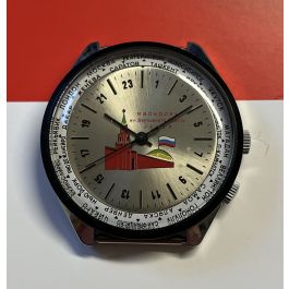 Raketa Russische 24 Stunden Uhr mit drehbarer Weltzeitlunette "Kreml ...
